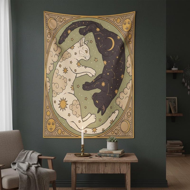 Celestial Cat Tapestry - Etsy