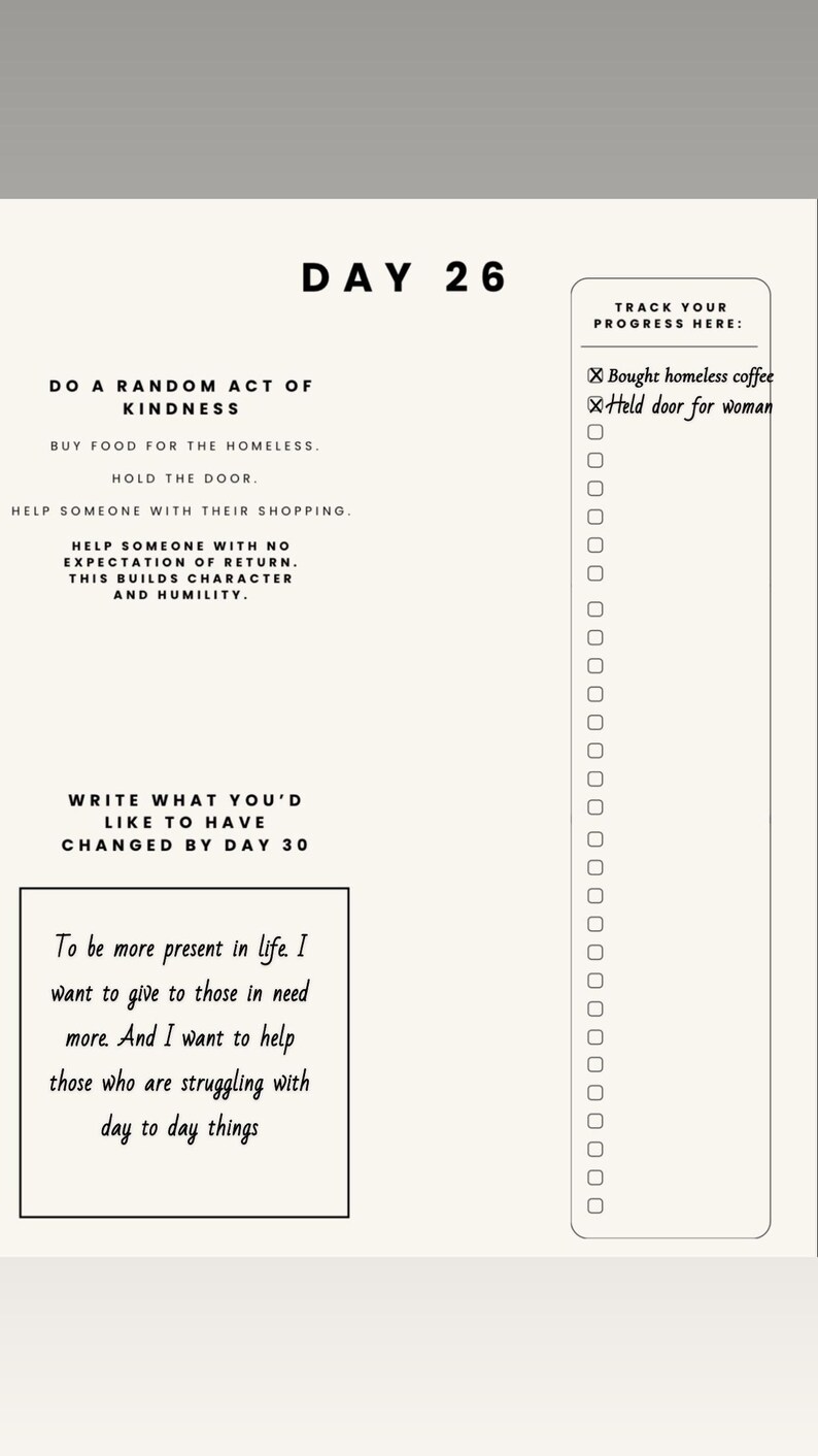 30 Day Self Improvement Challenge - Printable Productivity Journal ...