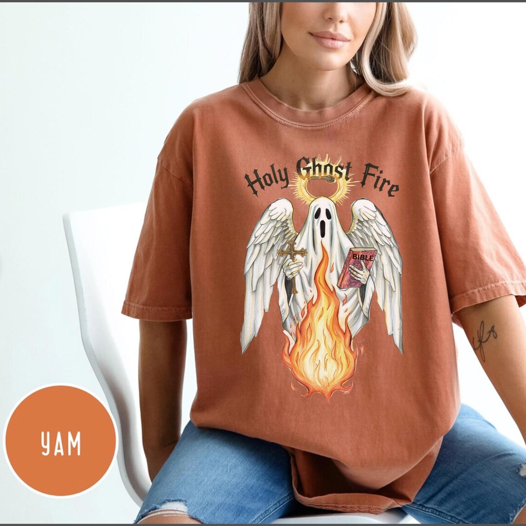 Comfort Colors® Holy Ghost Religious Halloween Shirt: Ghost Reading the ...
