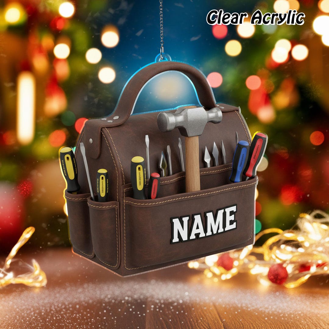 Personalized Tool Caddy Christmas Ornament, Custom Builder Gift, Work ...