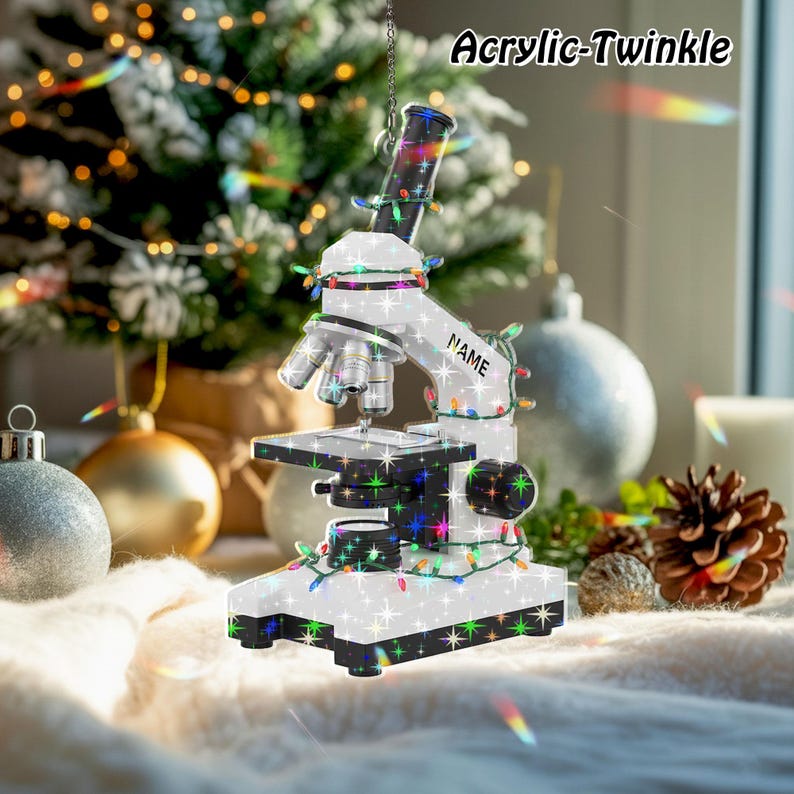 Personalized Microscope Christmas Ornament, Custom Scientist Gift, Lab ...