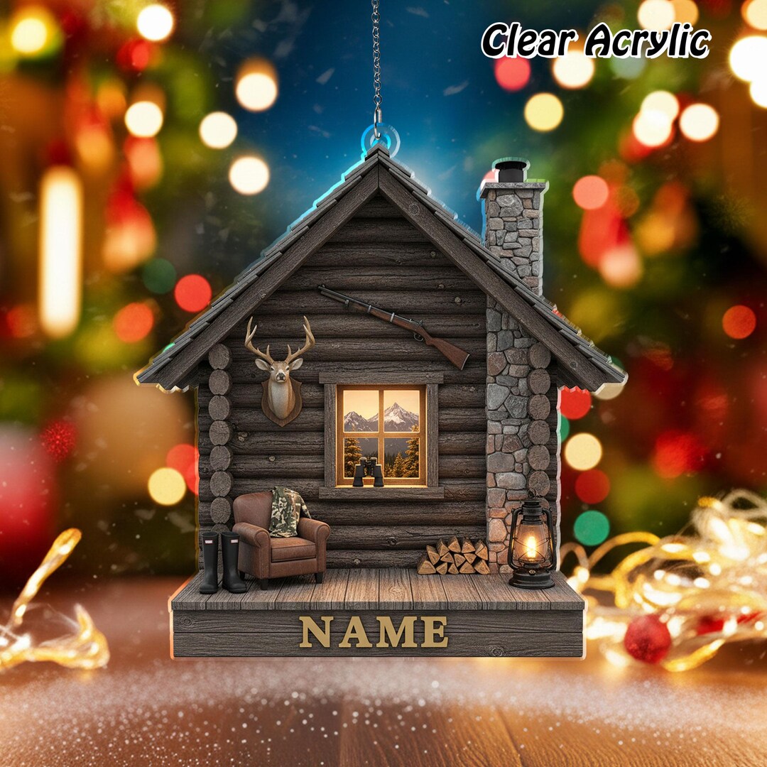 Personalized Log Cabin Christmas Ornament, Custom Homeowner Gift ...