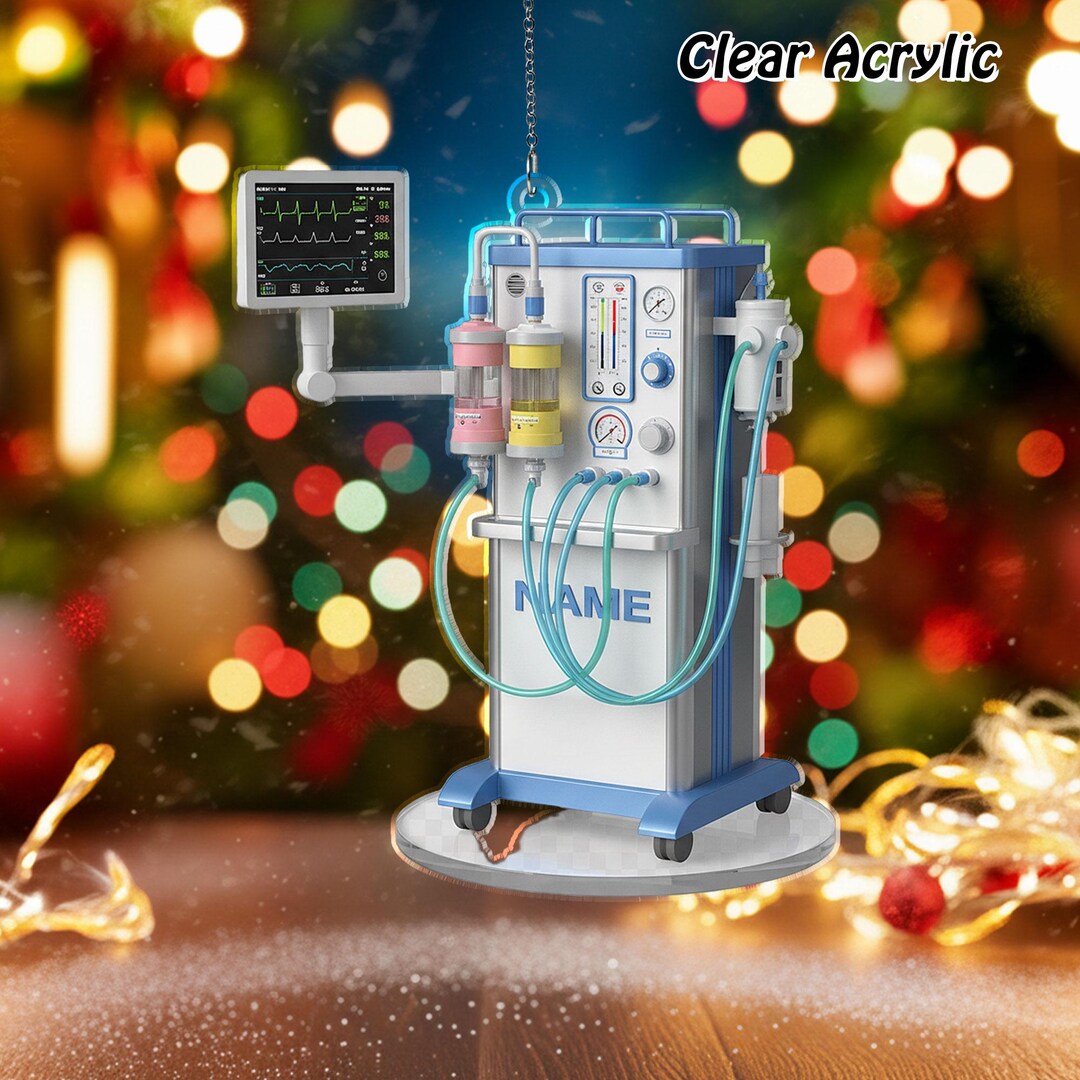 Anesthesia Machine Ornament, Custom Name Anesthesiologist Ornament, 2D ...