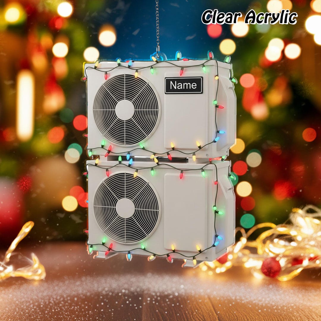 Air Conditioner Unit Ornament, Custom HVAC Technician Gift, 2D FLAT ...