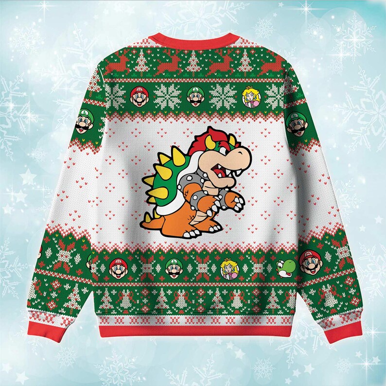 Bowser Jr Cappy Hat Ugly Christmas Sweater, Nintendo Villain Holiday ...
