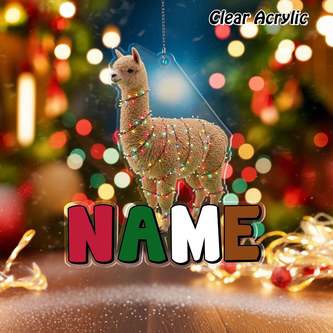 Alpaca Llama Animal Ornament, Custom Name Alpaca Lover Gift, 2D FLAT ...