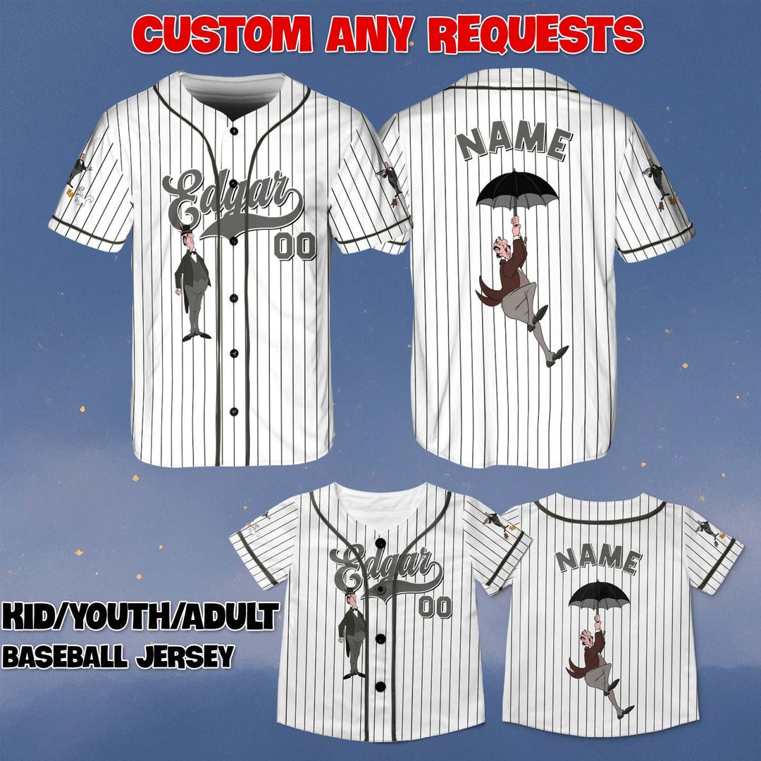 Custom Edgar Balthazar Baseball Jersey, Disney the Aristocats Villain ...