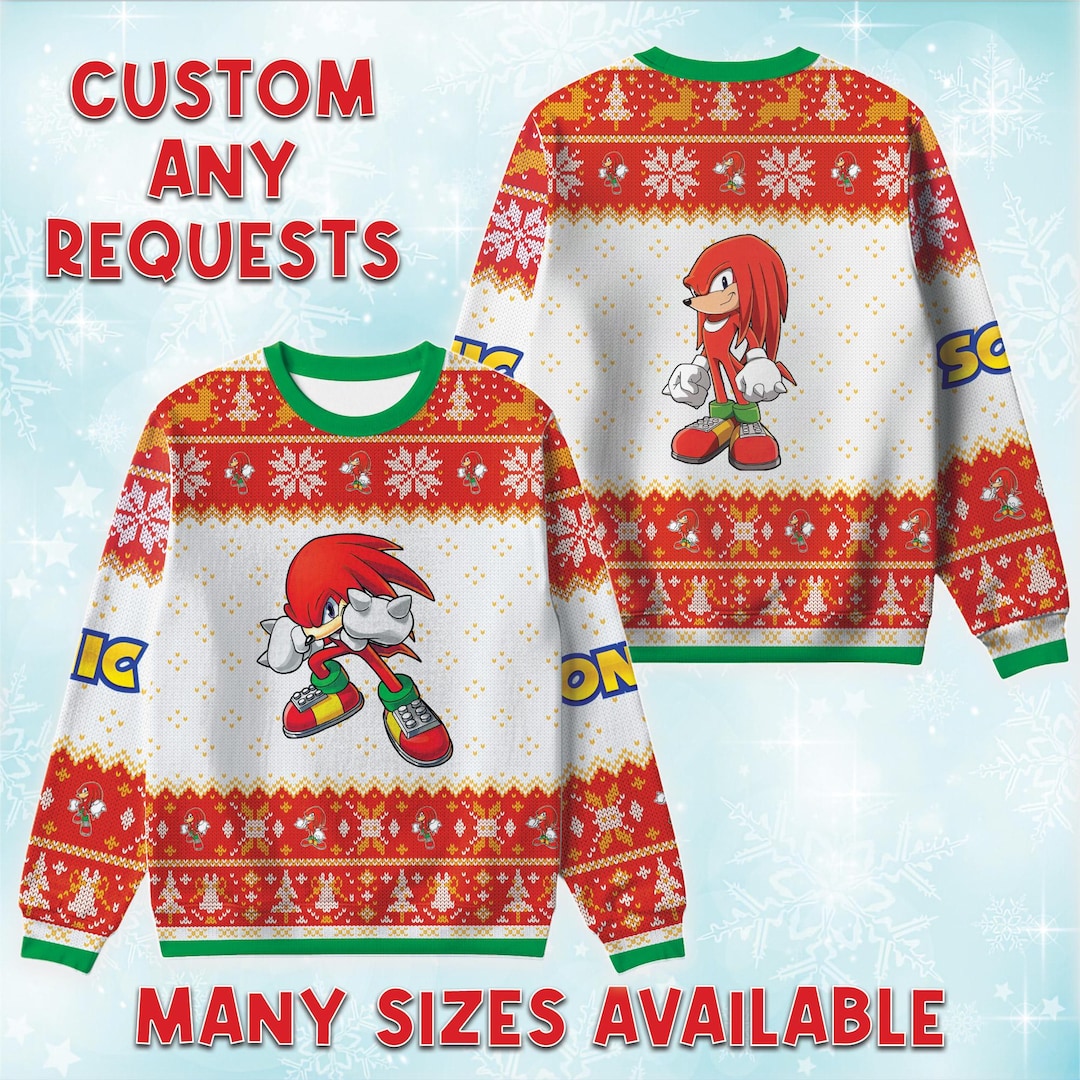 Knuckles Power Brawler Ugly Sweater, Video Game Xmas 2025 Sweatshirt ...