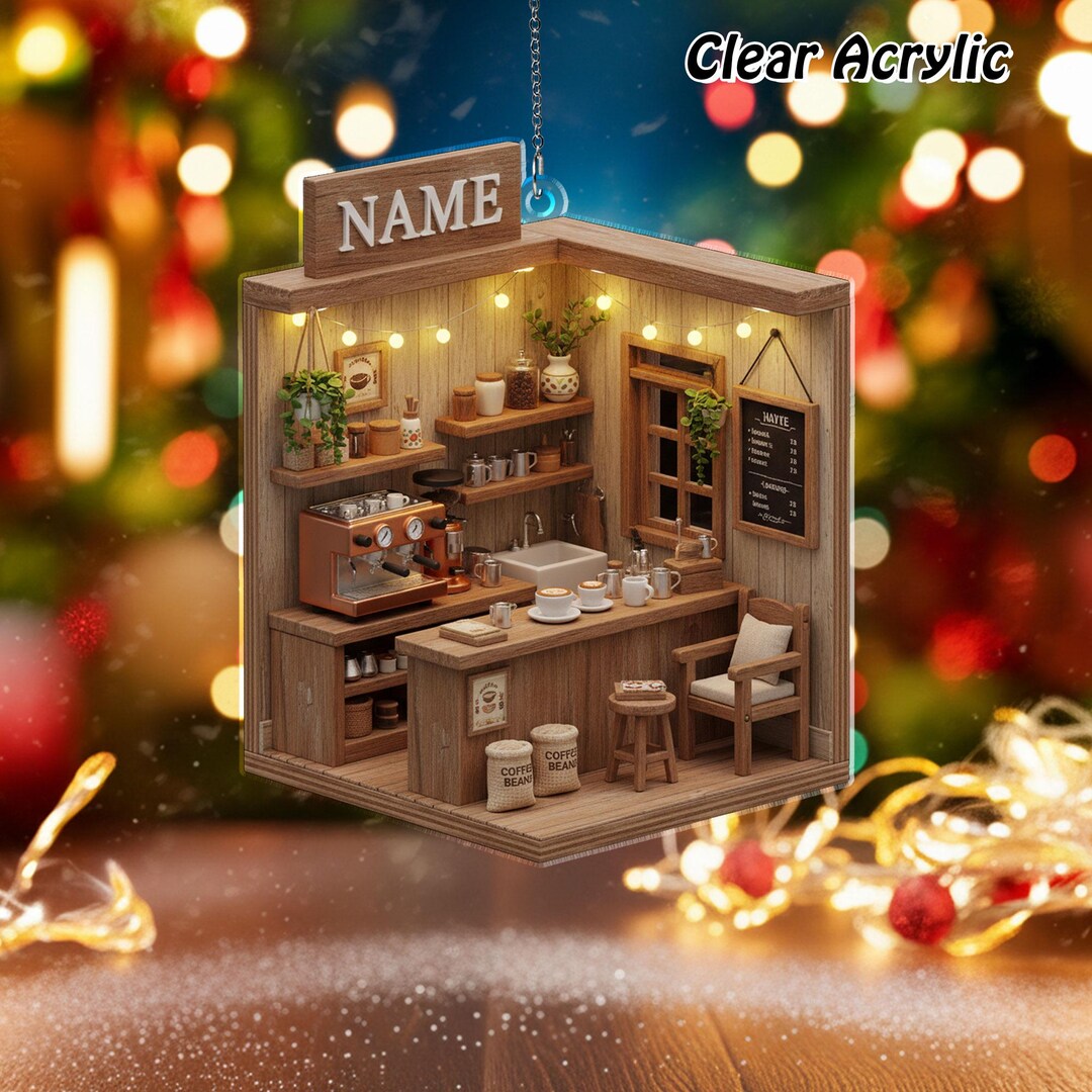 Coffee Shop Christmas Ornament, Custom 2D FLAT Keepsake, Arcade Gaming ...