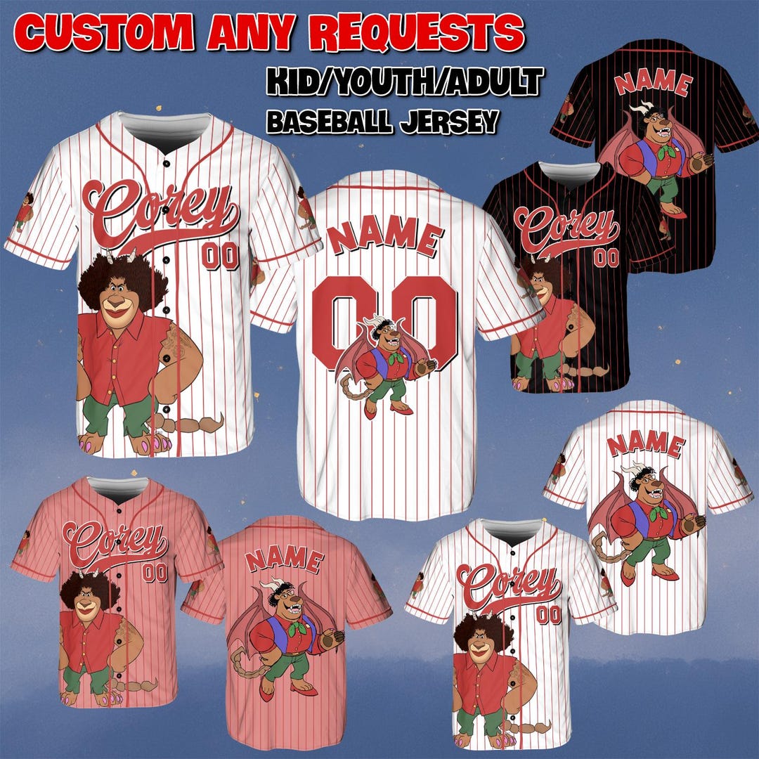Custom Corey the Manticore Baseball Jersey, Disney Onward Movie Shirt ...