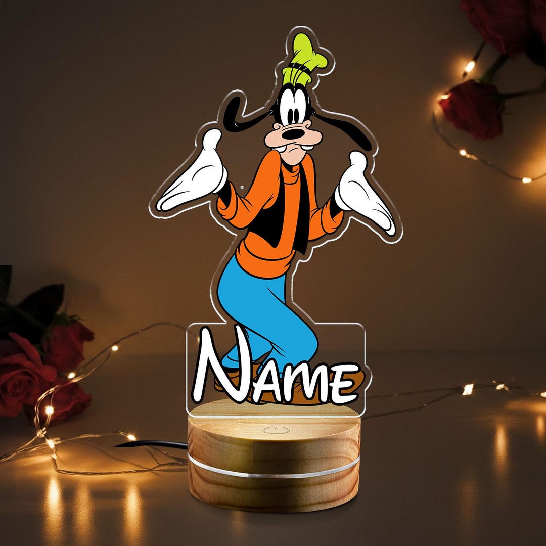 Goofy Dog Night Light, Disney Mickey and Friends Lamp, Custom Name ...