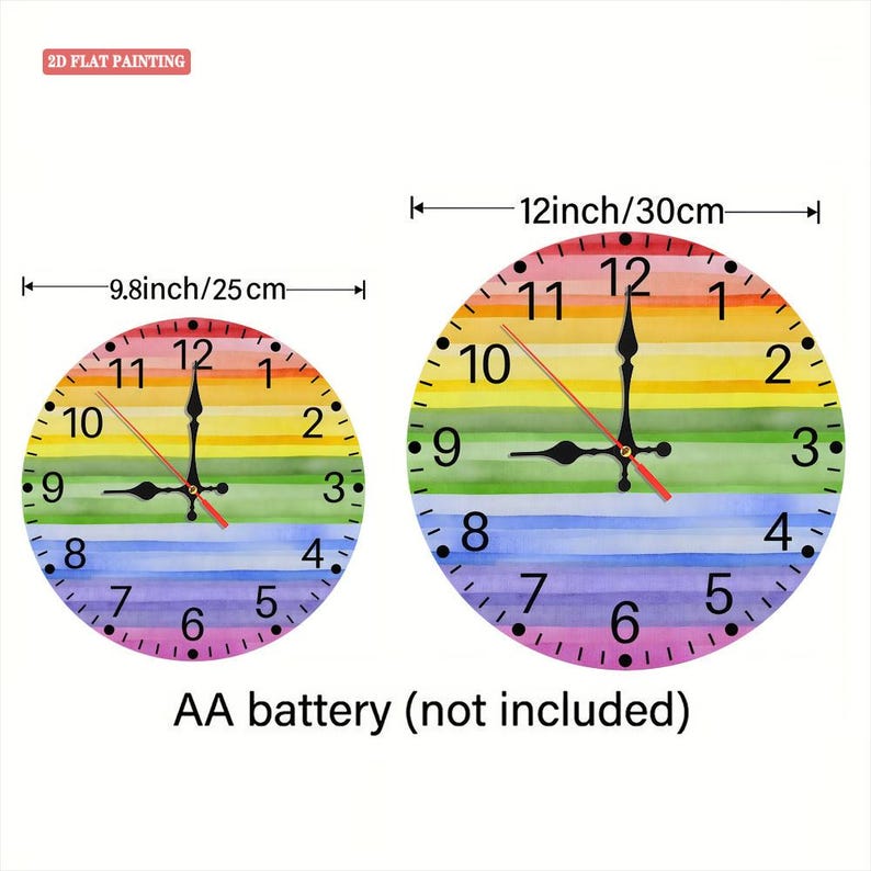 Rainbow Striped Wooden Wall Clock: Hand-painted Style Home Decor - Etsy