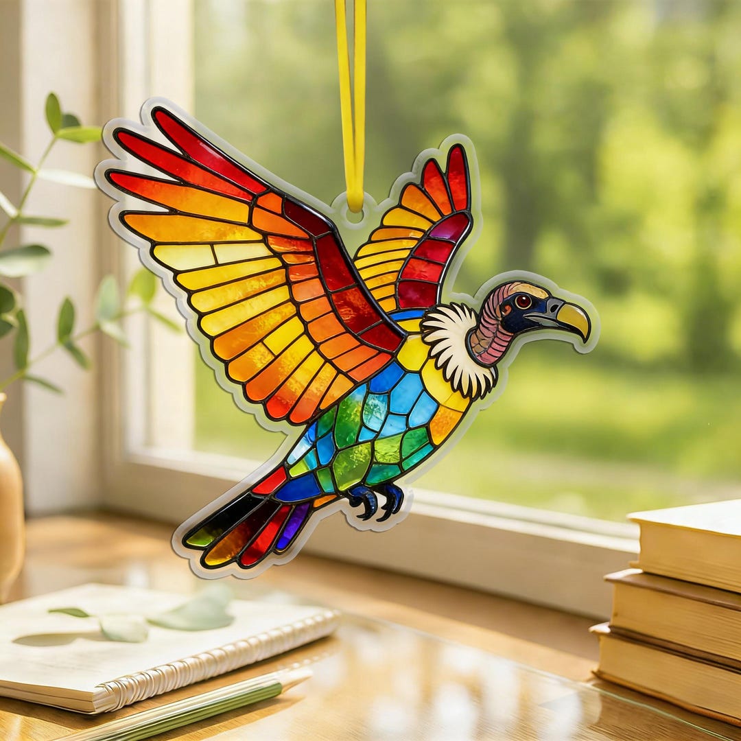 Vulture Acrylic Suncatcher for Mom, Colorful Faux Stained Window ...