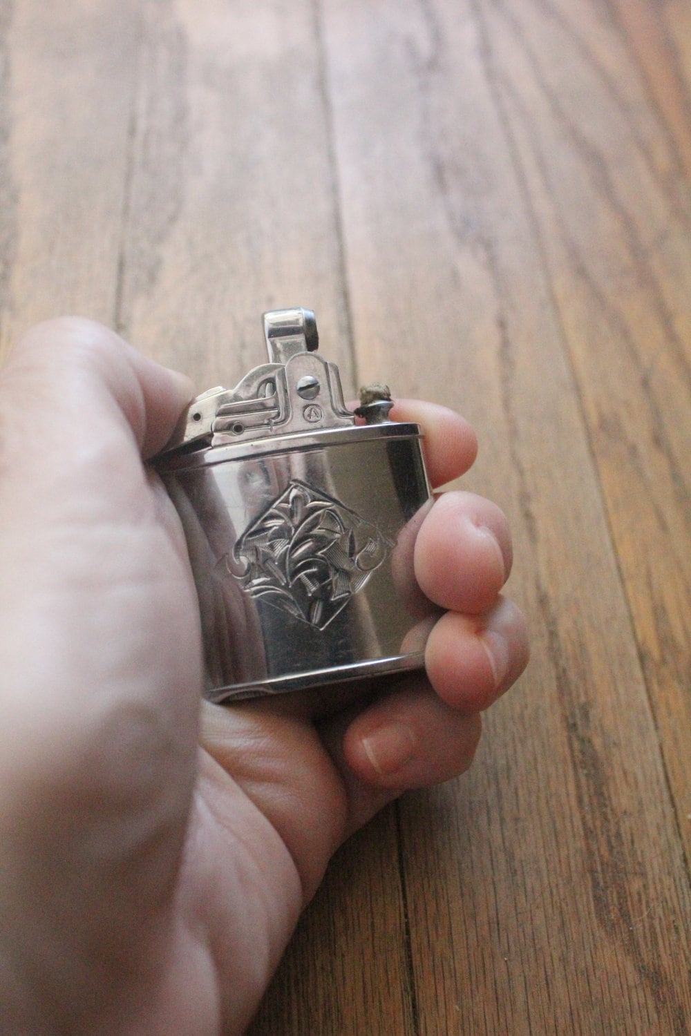 Vintage 80's Silver Chrome Ornate Etched Superlighter by Metro - Etsy