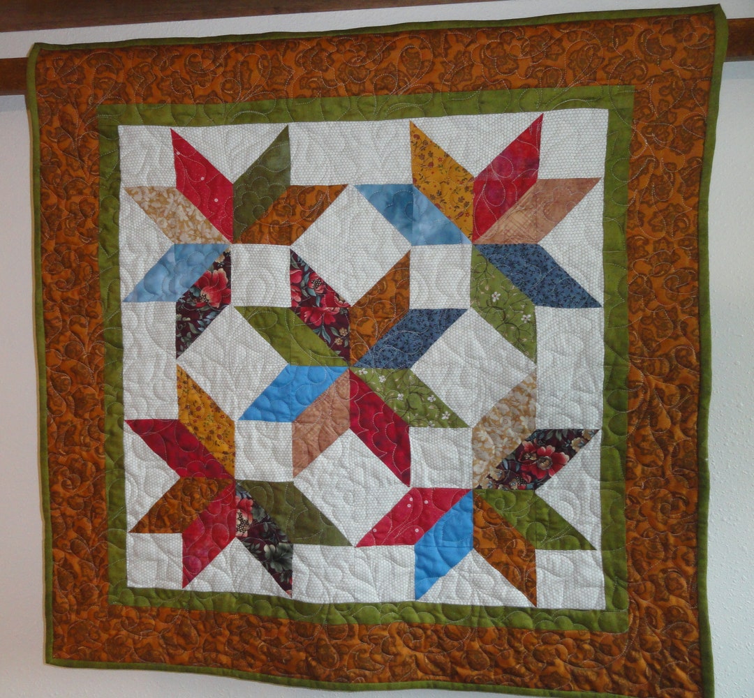 Charming Carpenters Star of Jewels Wall Quilt or Table Topper Quilted ...