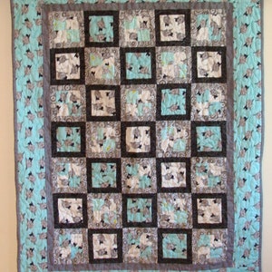 Just Sheep and Dumbo Bordered Blocks and 4-patches Quilt Modern Boy or ...