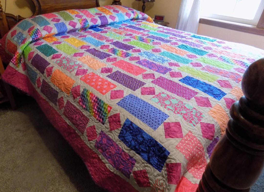 Tula Pink Punctuation Queen or King Size Quilt Patchwork Quilt - 90 ...