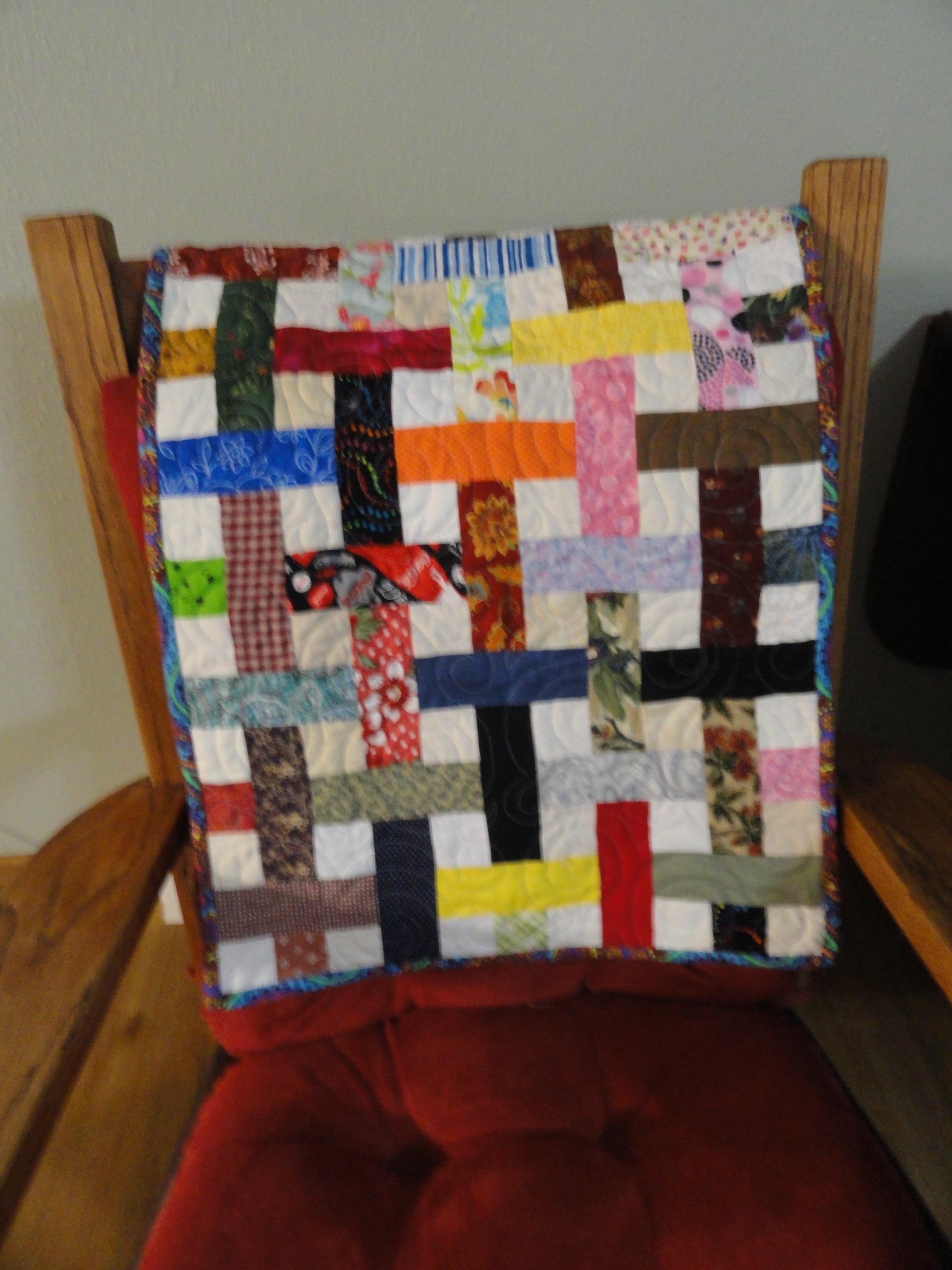 Vintage Patchwork Table Runner: Rainbow Basket Weave Quilt (17 X 46 1/2 ...
