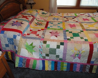 King Size Rainbow Patchwork Quilt - Etsy