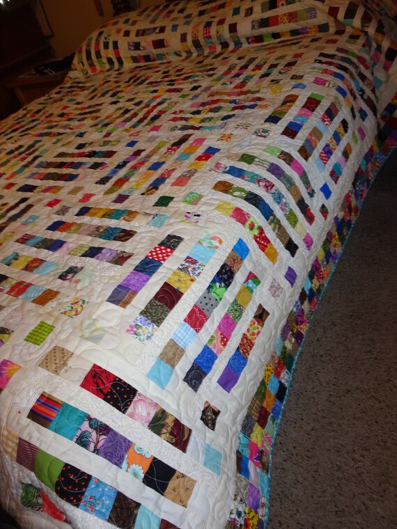 Queen Size Quilt Patchwork Quilt Dots and Dashes Postage - Etsy