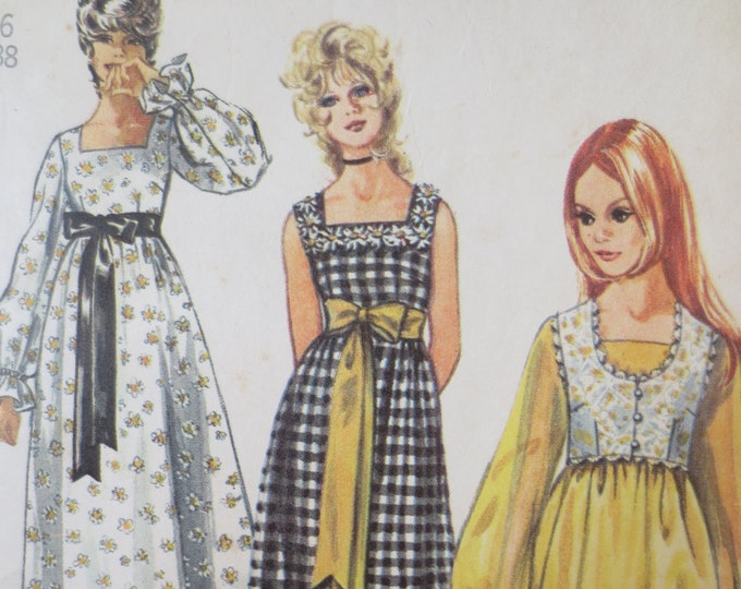 Vintage Simplicity 9259 Sewing Pattern, 1970s Dress Pattern, Granny ...