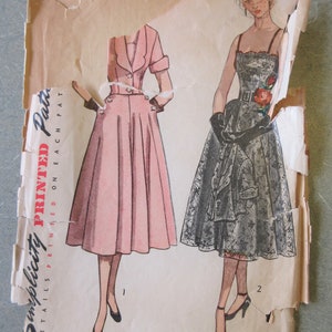 Vintage Simplicity 3437 Sewing Pattern, 1950s Dress Pattern, Full ...