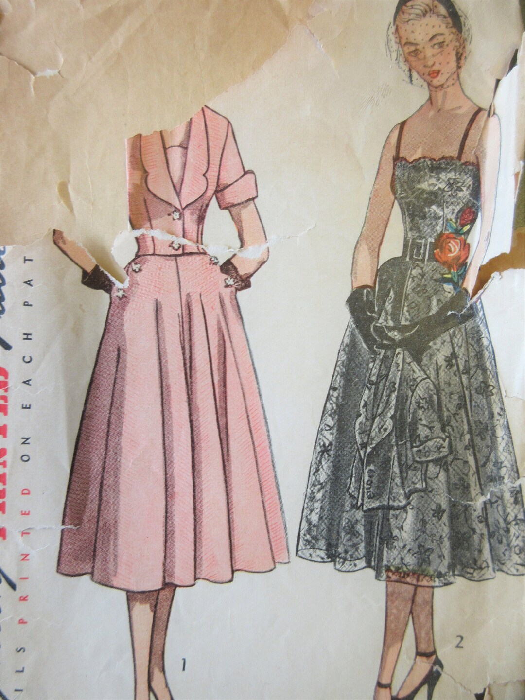Vintage Simplicity 3437 Sewing Pattern, 1950s Dress Pattern, Full ...