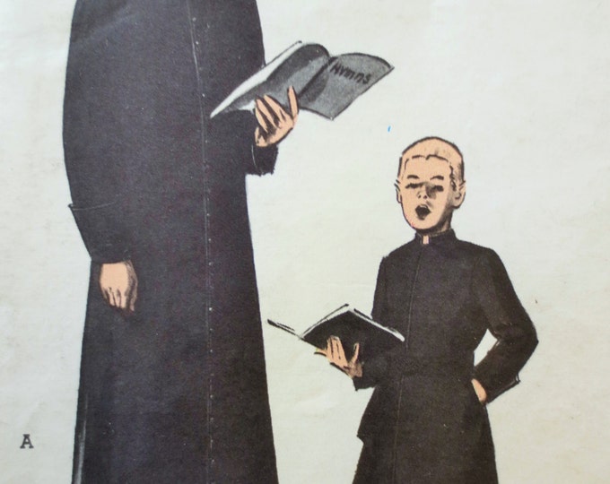 Vintage Butterick 6765 Sewing Pattern, Priest Cassock, 1950s Cassock ...