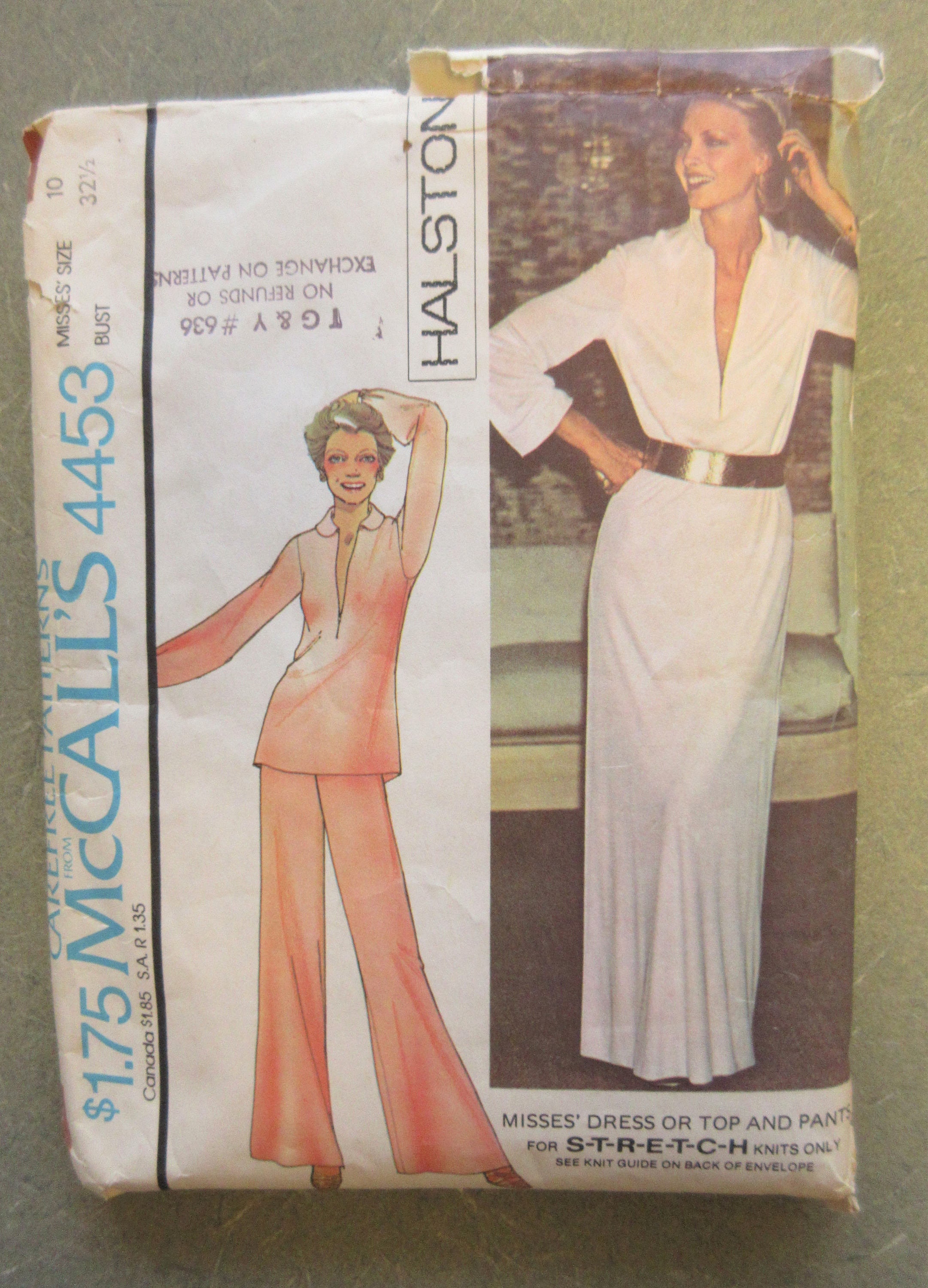 Vintage Mccalls 4453 Sewing Pattern, 1970s Dress Pattern, Halston ...