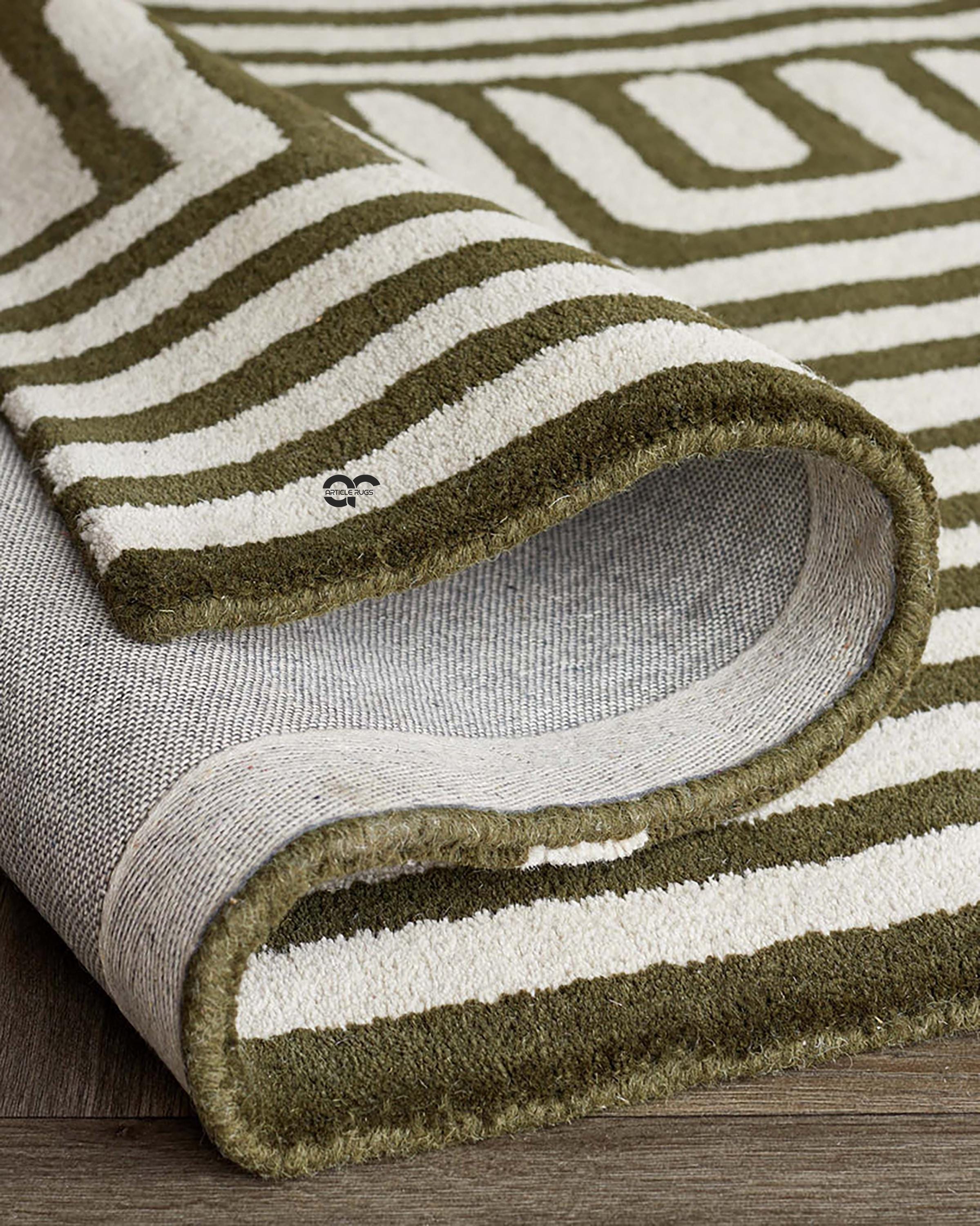 Verdant Echoes: Hand-tufted Maze Wool Rug Bed Room, Living Room, Dining ...