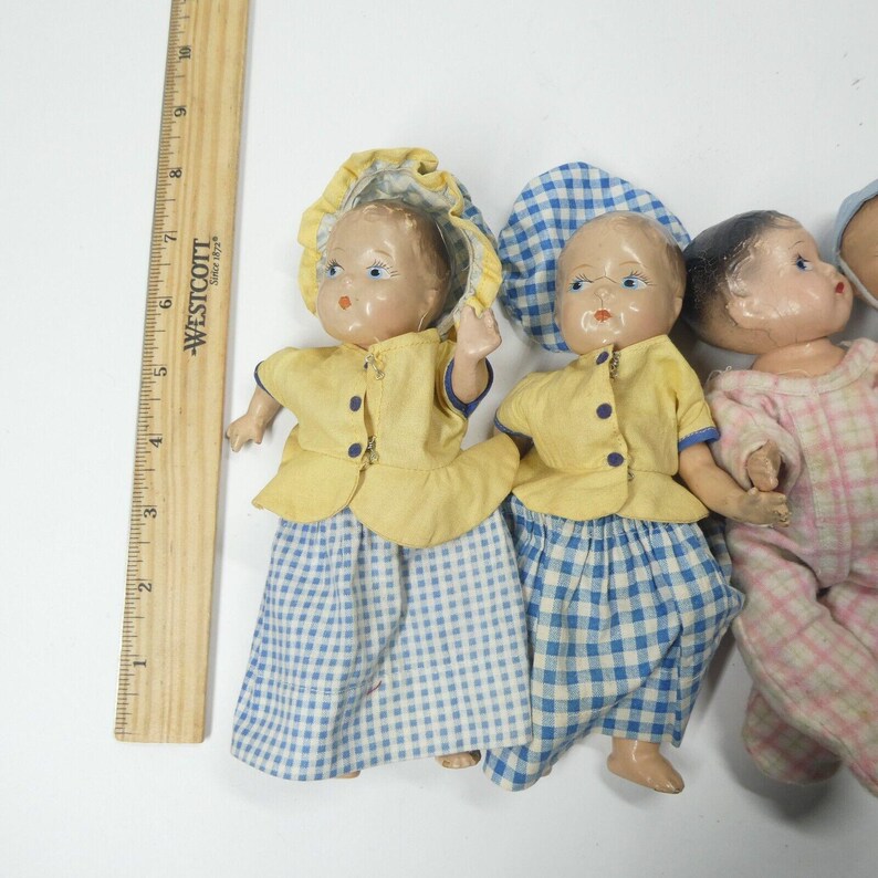 Dionne Quints 5 Baby Dolls Set 7" Tall Compo 1930s Madame Alexander ...