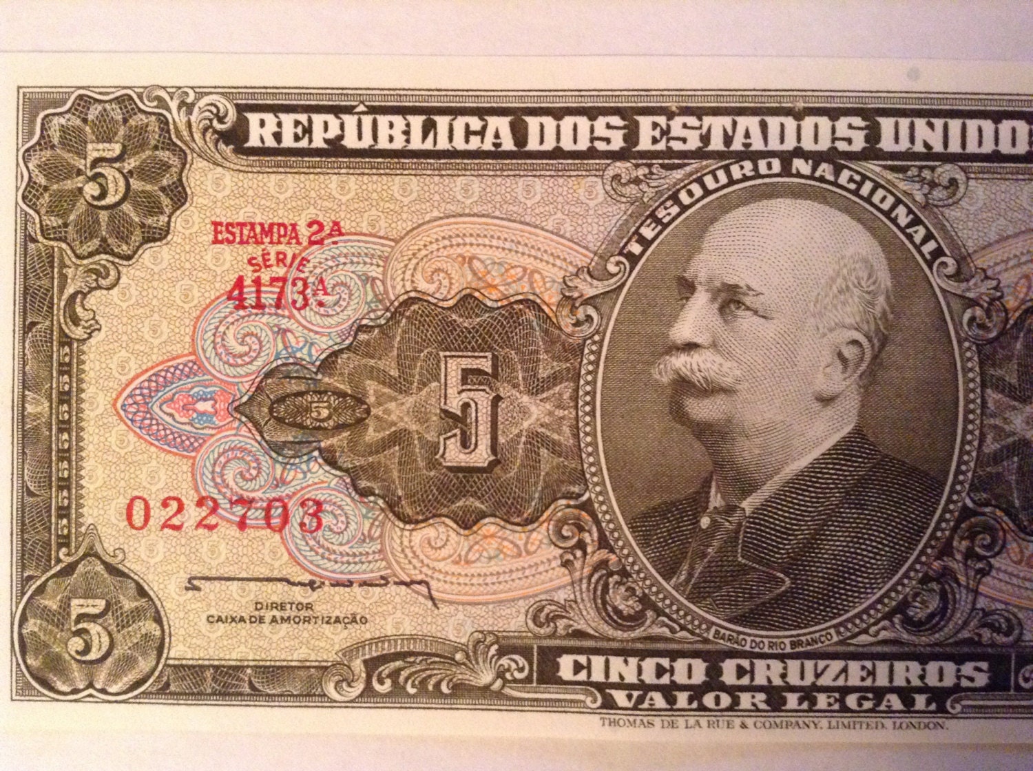 Cinco Cruzeiros Brasil Brazil Currency Banknote | Etsy