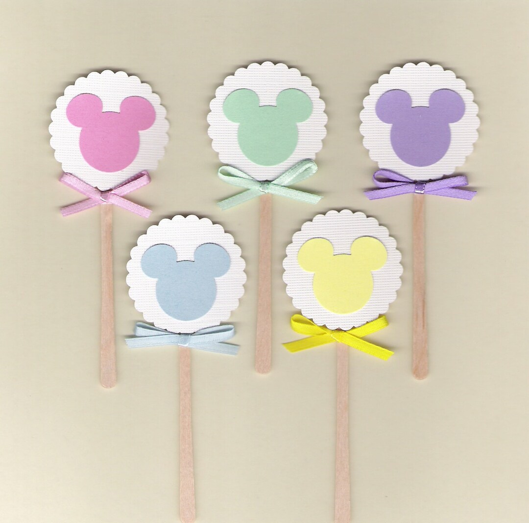 Baby Mickey Mouse Cupcake Toppers, Baby Shower, Disney Inspired, Set of ...