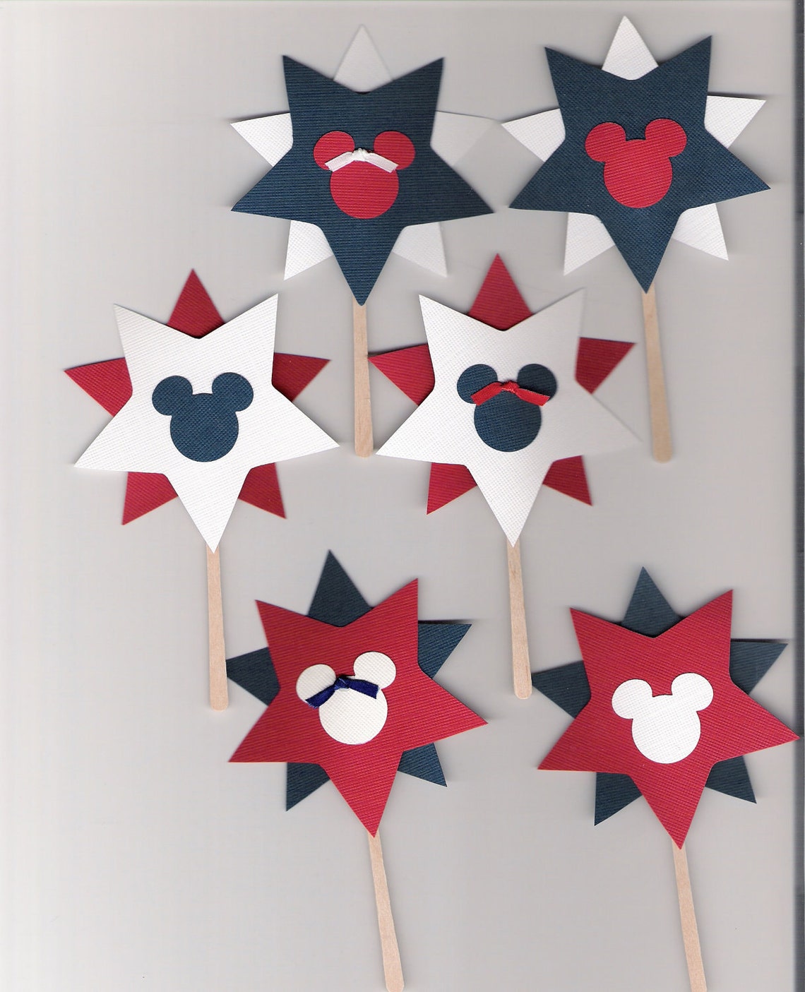 Mickey Mouse Cupcake Toppers, Starburst Cupcake Toppers, Red, White ...