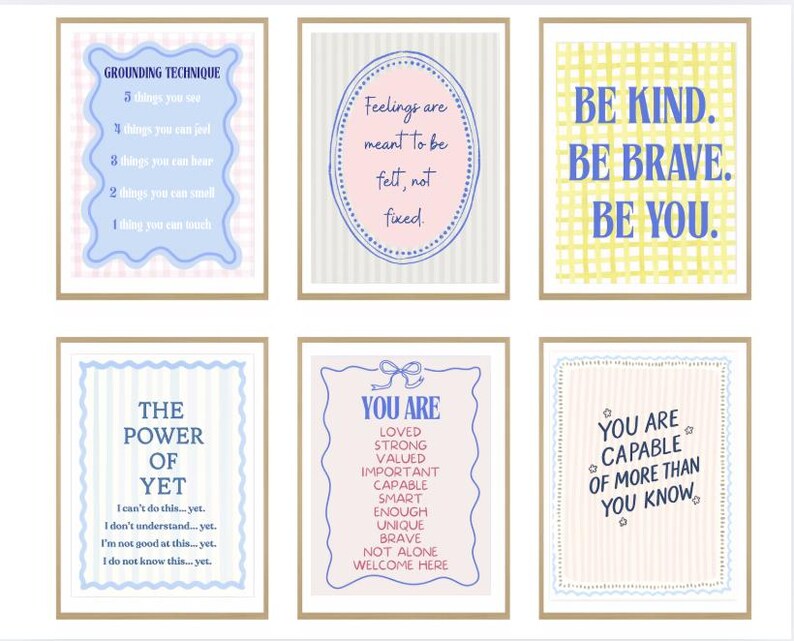 Counseling Poster Set 20 Coastal-inspired Growth Mindset and ...