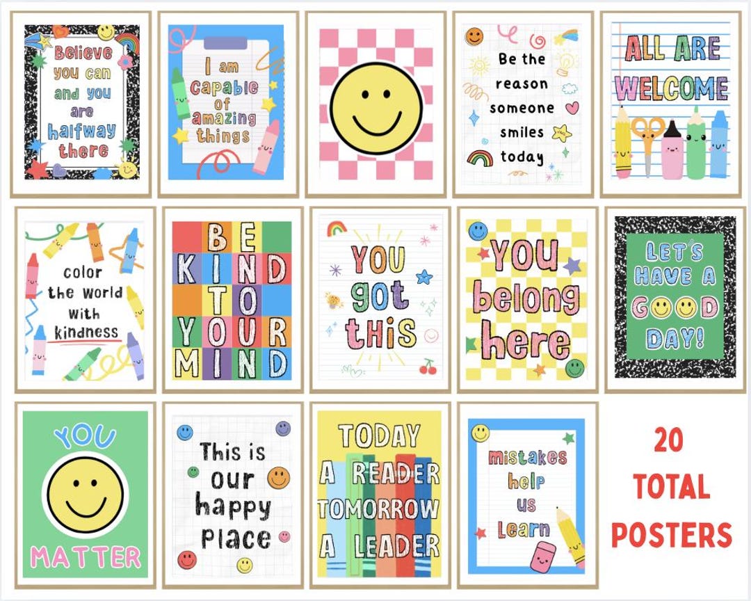 20 Growth Mindset Affirmation Posters Classroom & Counseling Wall Art ...