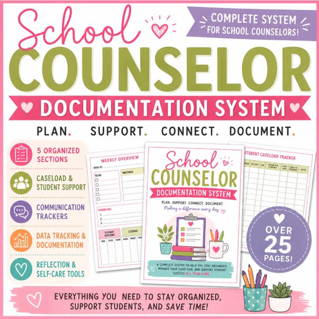School Counselor Planner & Documentation System, Caseload Tracker, SEL ...