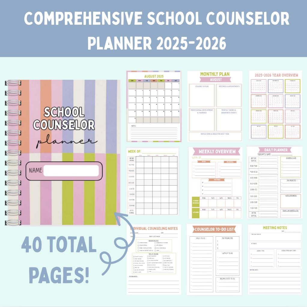 School Counselor Planner 2025-2026 Printable PDF Daily Weekly Monthly ...