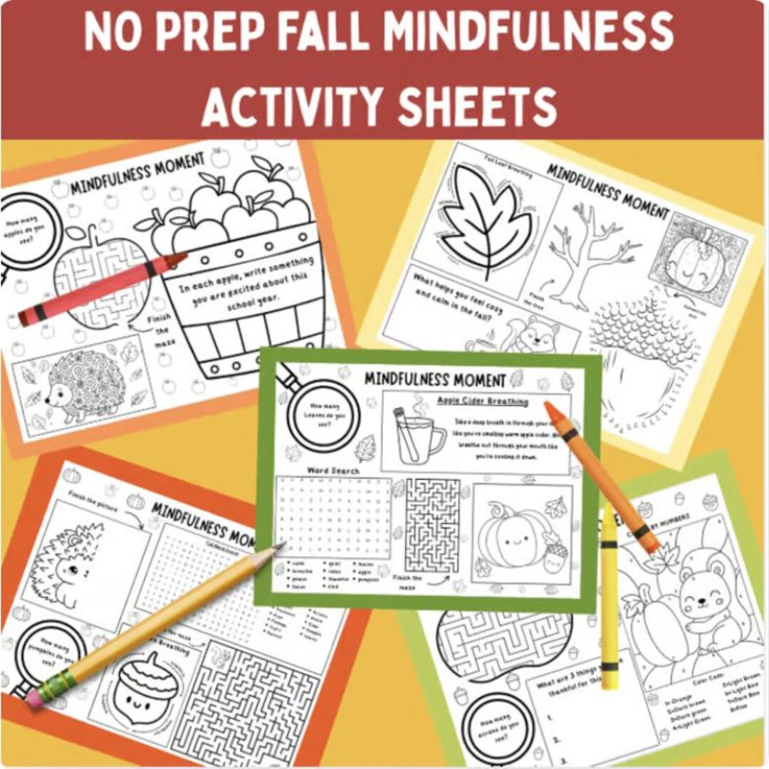 Fall Mindfulness Mats | SEL Calm Down Activities | Mindful Coloring ...