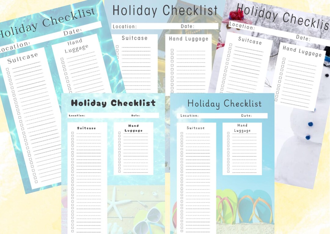 Themed Holiday Checklists: 5 Printable Designs (PDF Download - Etsy