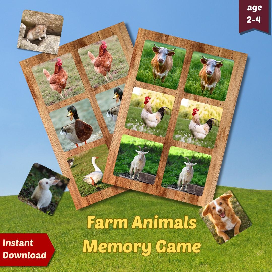 Montessori Farm Animal Matching Game: Real Photo Cards (PDF Download ...