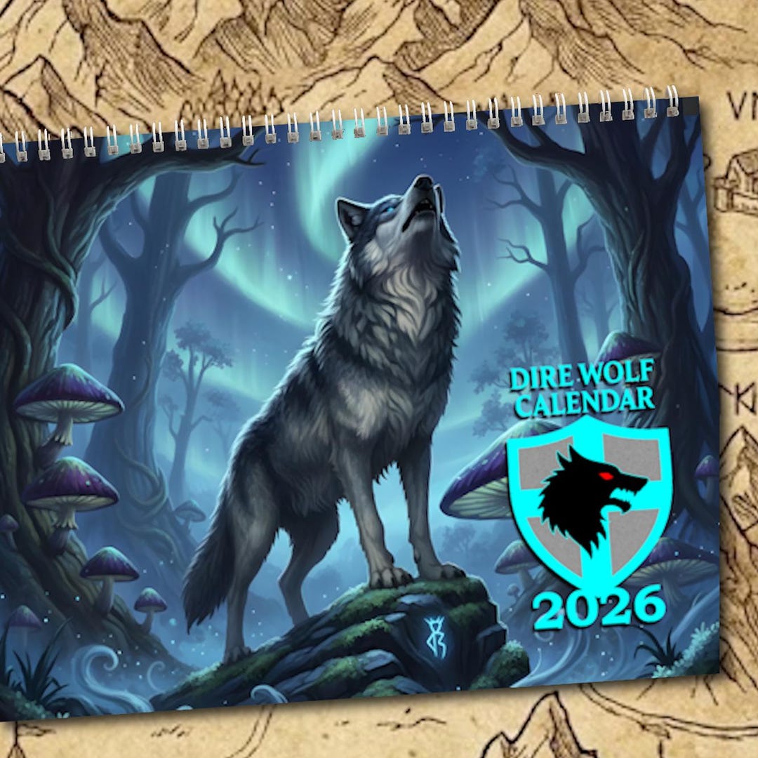 Dire Wolf 2026 Calendar - Fantasy Art, Organizer, Holidays, Planner ...