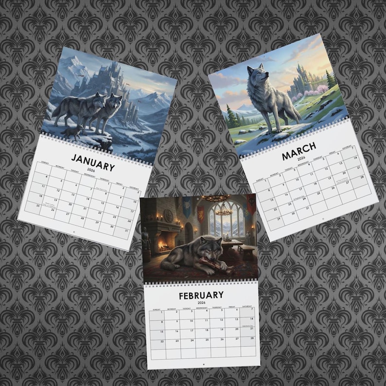 Dire Wolf 2026 Calendar - Fantasy Art, Organizer, Holidays, Planner ...