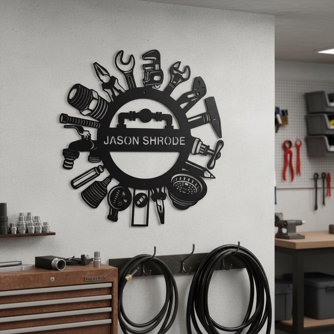 Custom Plumber Tools Metal Sign, Personalized Plumbing Wall Art ...