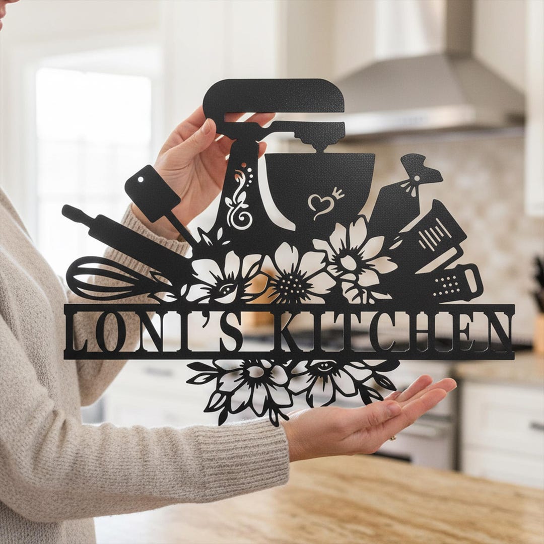 Personalized Kitchen Wall Sign, Kitchen Wall Decor, Baking Tools Sign ...