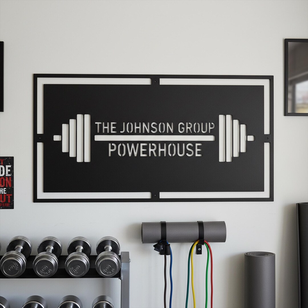 Personalized Gym Metal Sign, Custom Home Fitness Decor, Home Gym Wall ...