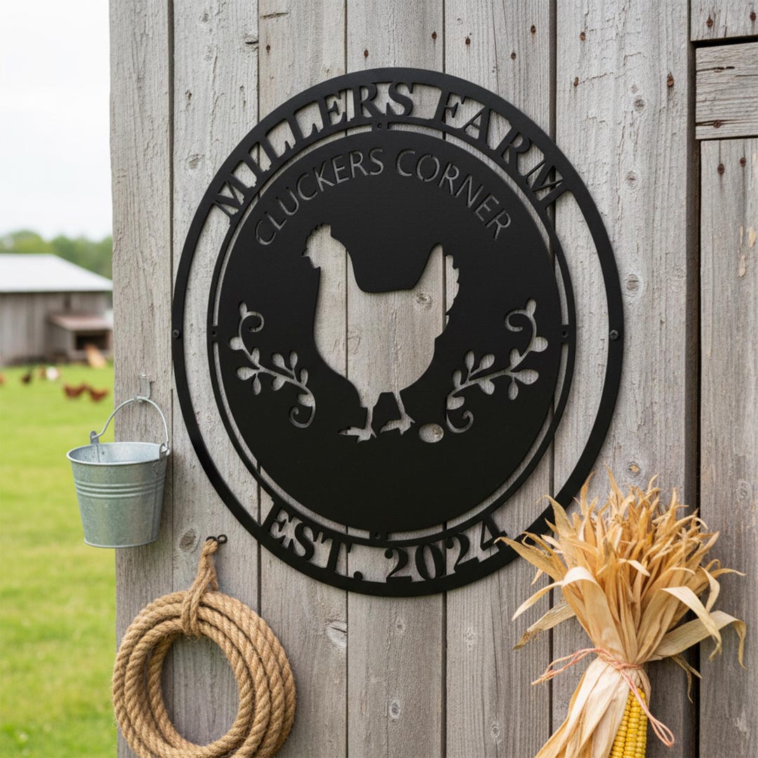 Custom Farm Chicken Wall Decor, Farm Chicken Metal Sign, Personalized ...
