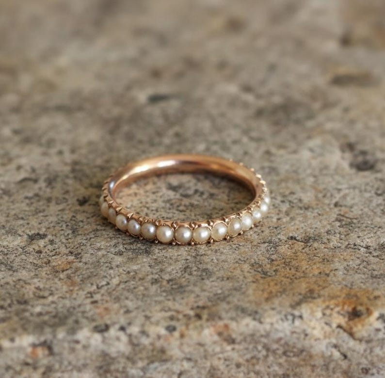 Natural Freshwater Pearl Eternity Band \ Gemstone Ring \ Channel ...