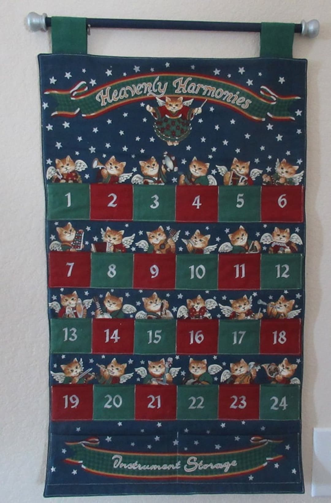 Christmas Advent Calendar #115, W/painted Rod, Ready to Hang - Silver ...
