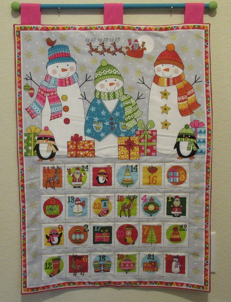 Christmas Advent Calendar #134, W/painted Rod, Ready to Hang - Cute ...